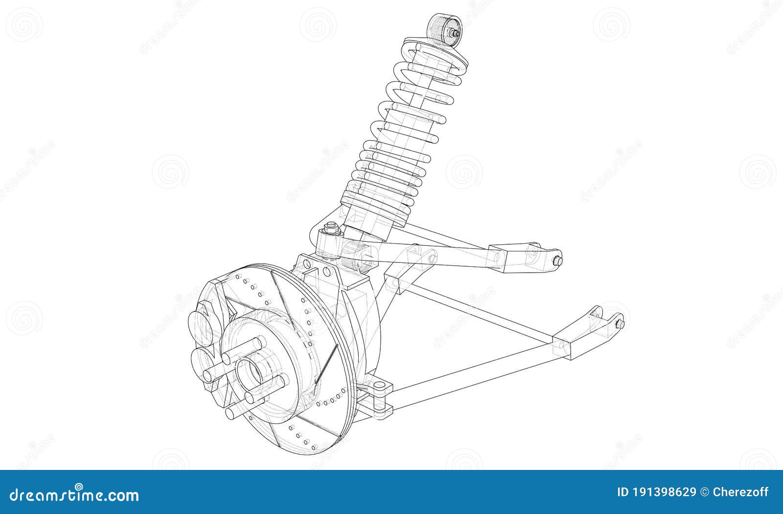 Car Suspension with Shock Absorber Stock Illustration - Illustration of ...