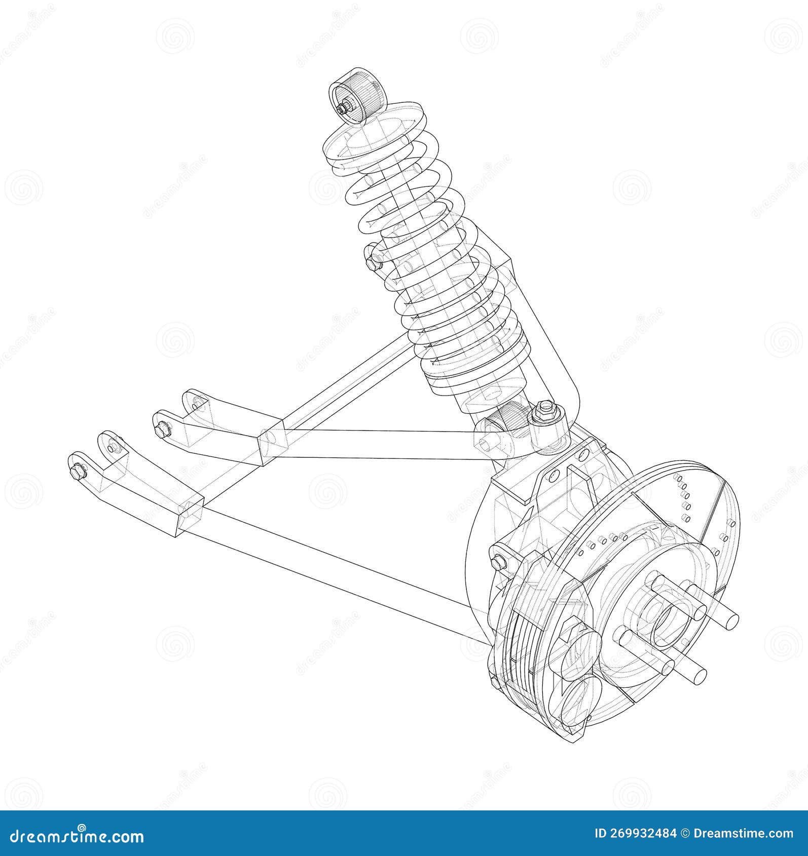 Car Suspension with Shock Absorber Stock Illustration - Illustration of ...