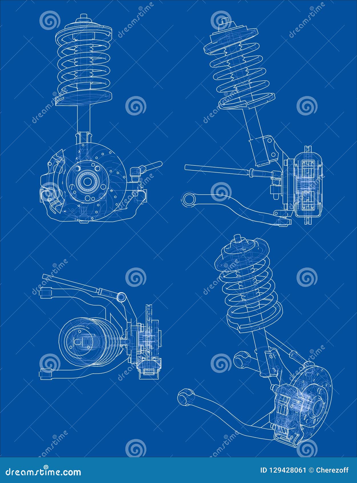 Car Suspension with Shock Absorber Stock Vector - Illustration of ...