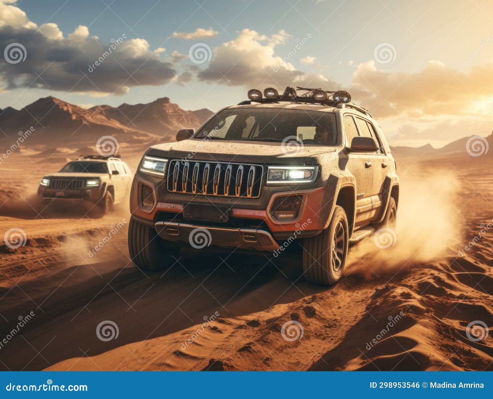 Car SUV in the Desert on the Sand Dunes Stock Photo - Image of extreme ...