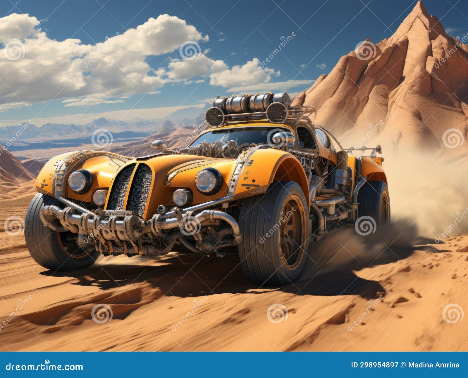 Car SUV in the Desert on the Sand Dunes Stock Image - Image of ...