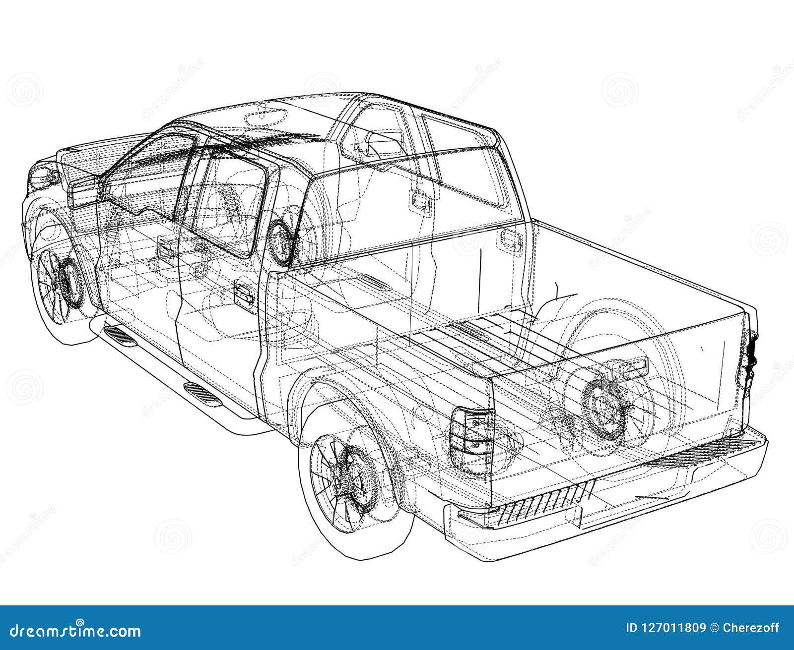 Car SUV Drawing Outline. Vector Rendering Stock Vector - Illustration ...