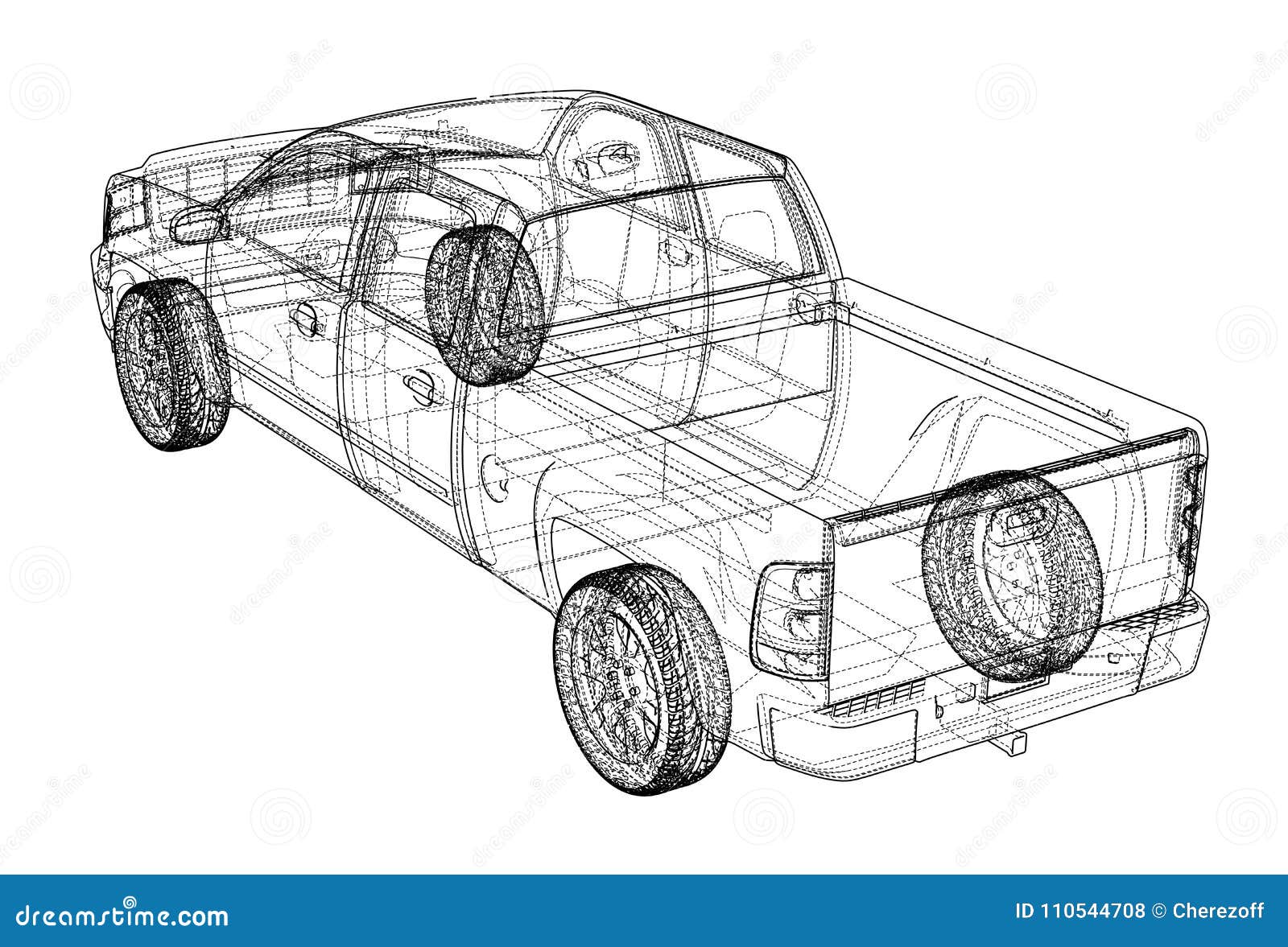 Car SUV Drawing Outline. Vector Rendering Stock Vector - Illustration ...