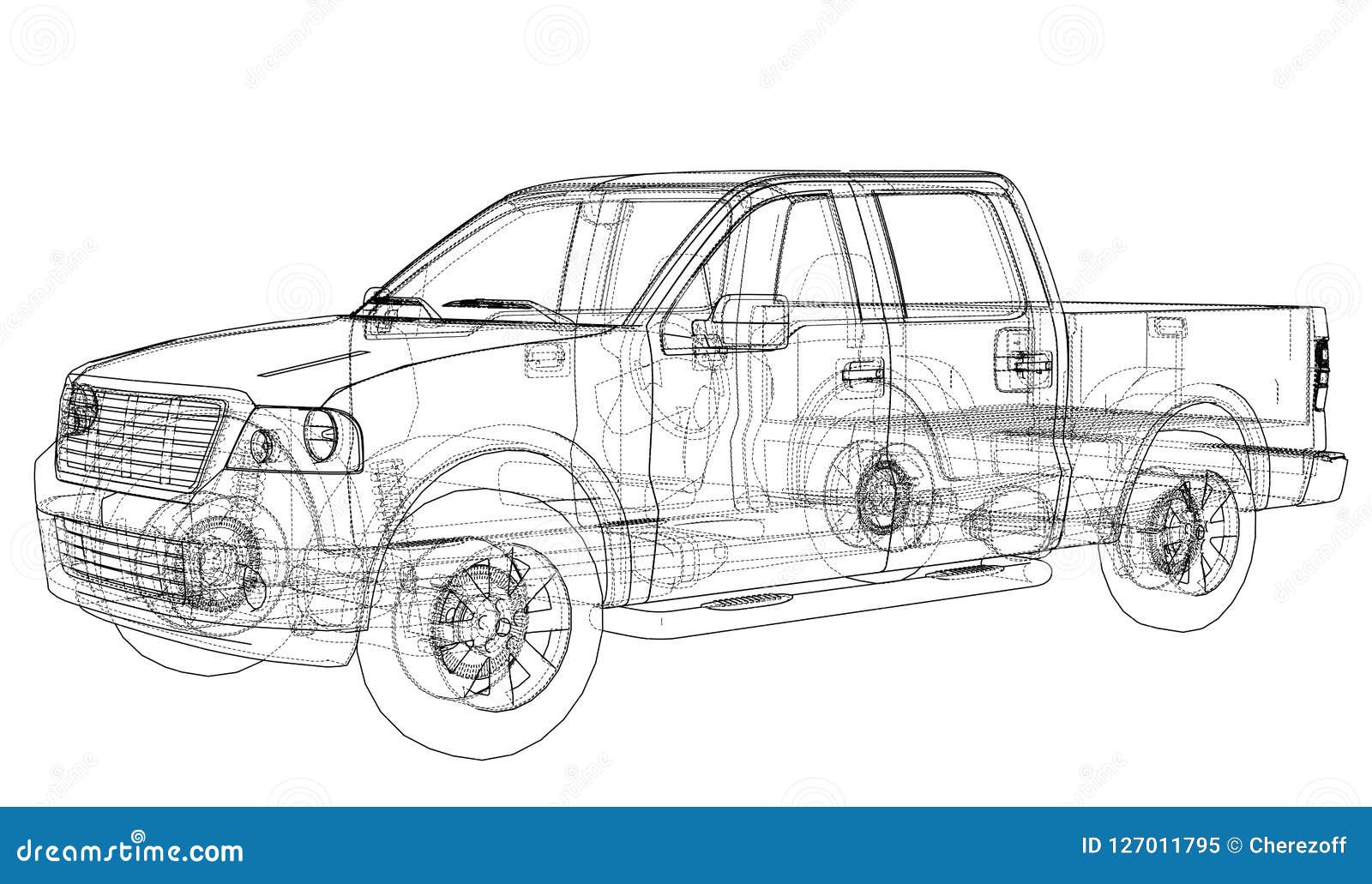 Car SUV Drawing Outline. Vector Rendering Stock Vector - Illustration ...