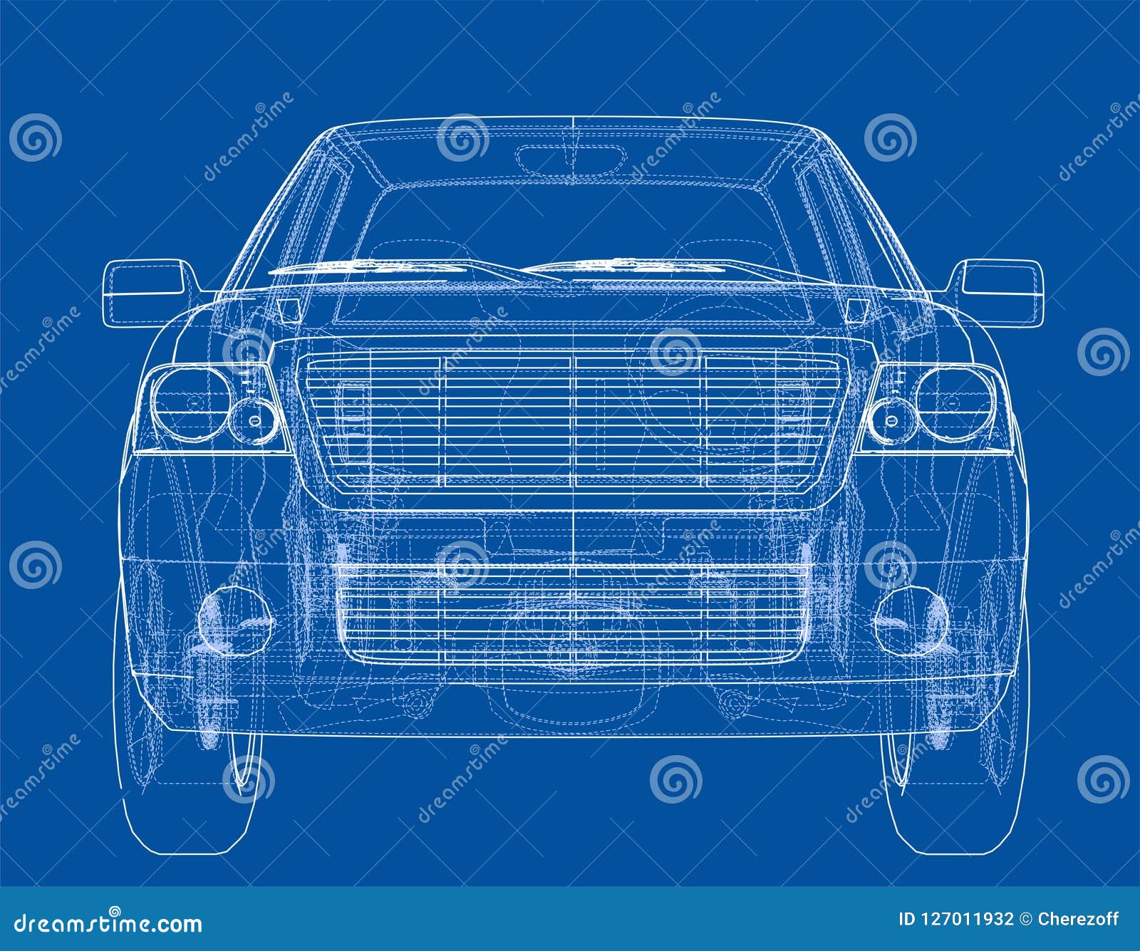 Car SUV Drawing Outline. Vector Rendering Stock Vector - Illustration ...