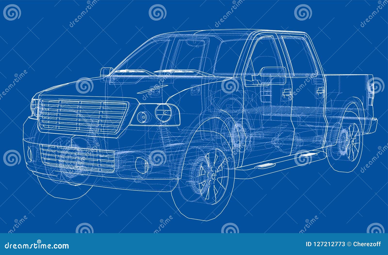 Car SUV Drawing Outline. Vector Rendering Stock Vector - Illustration ...