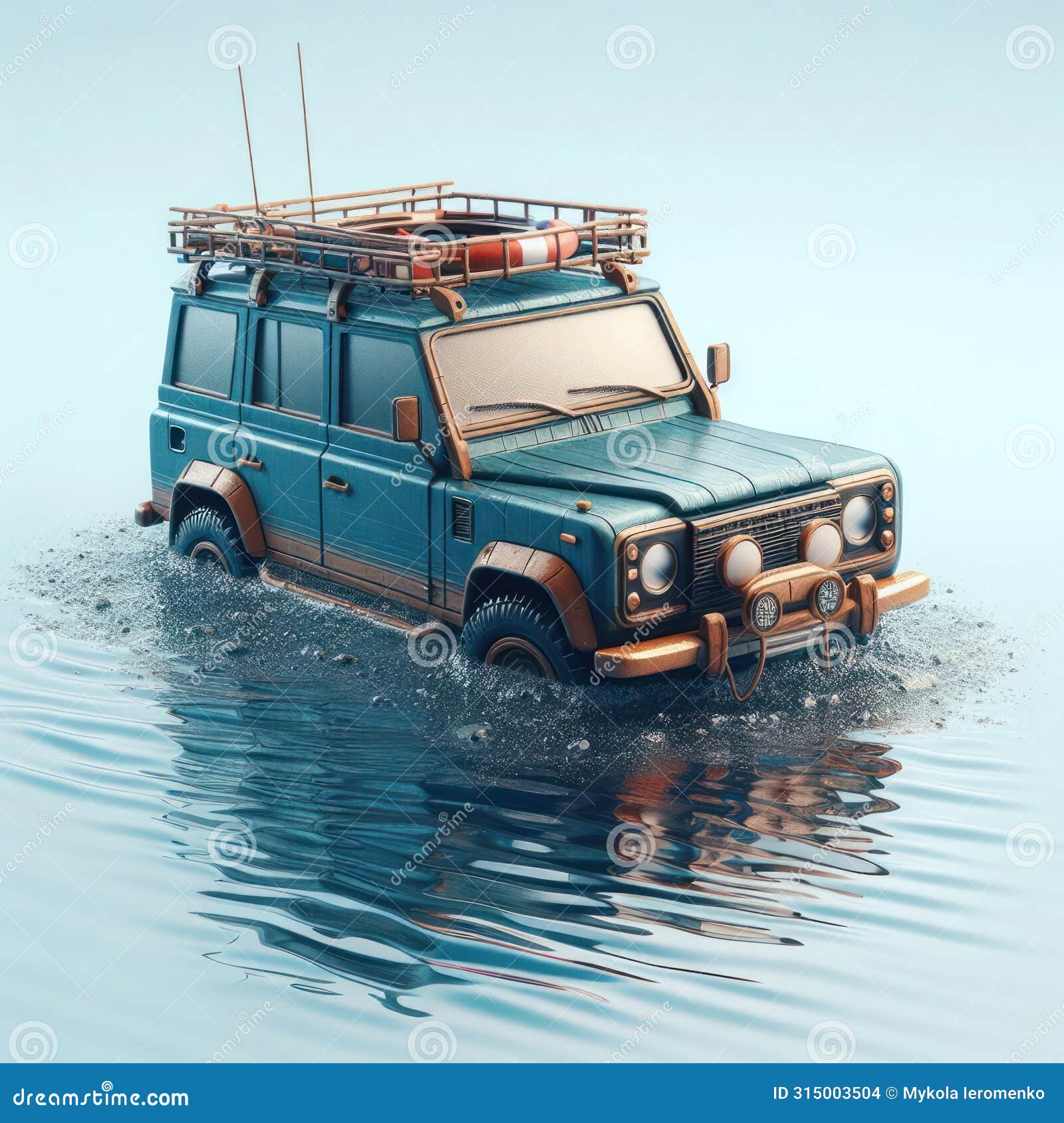The Car is an SUV Driving through a Deep Puddle. Stock Photo - Image of ...
