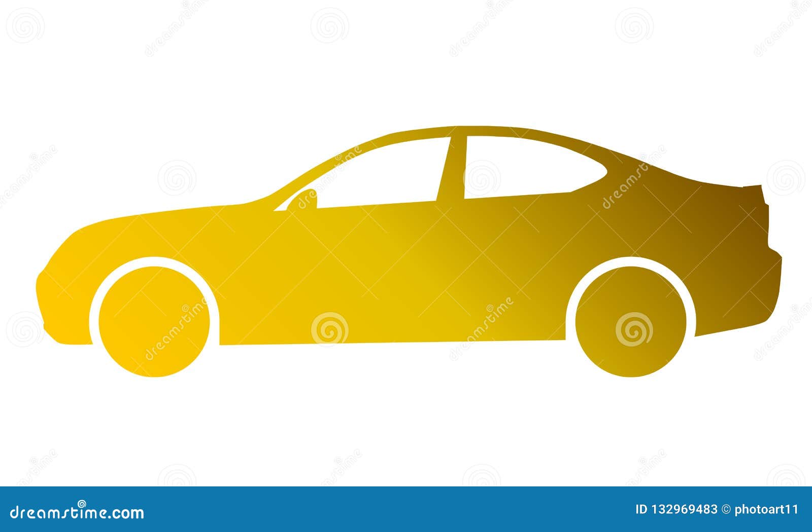Car Symbol Icon - Golden Gradient, 2d, Isolated - Vector Stock Vector ...