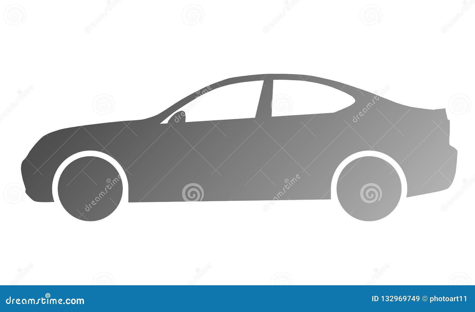 Car Symbol Icon - Medium Gray Gradient, 2d, Isolated - Vector Stock ...