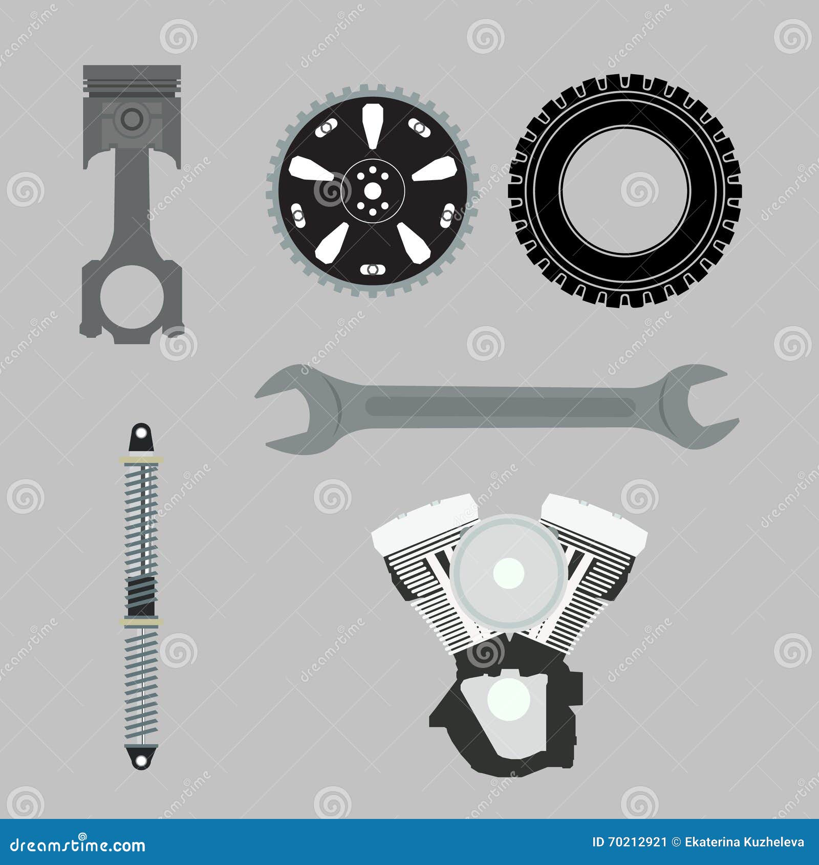 Car System Parts. Technology Automotive Service Set . Vector ...