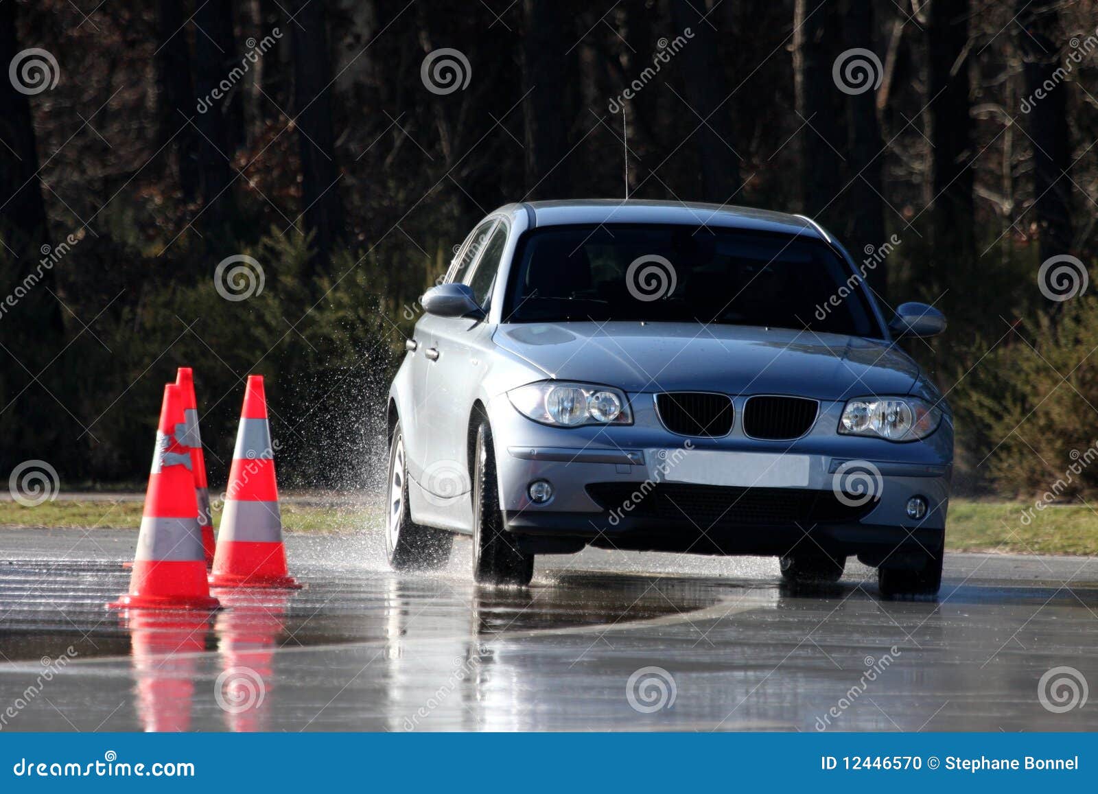 Car taking a bend stock photo. Image of rain, test, danger - 12446570
