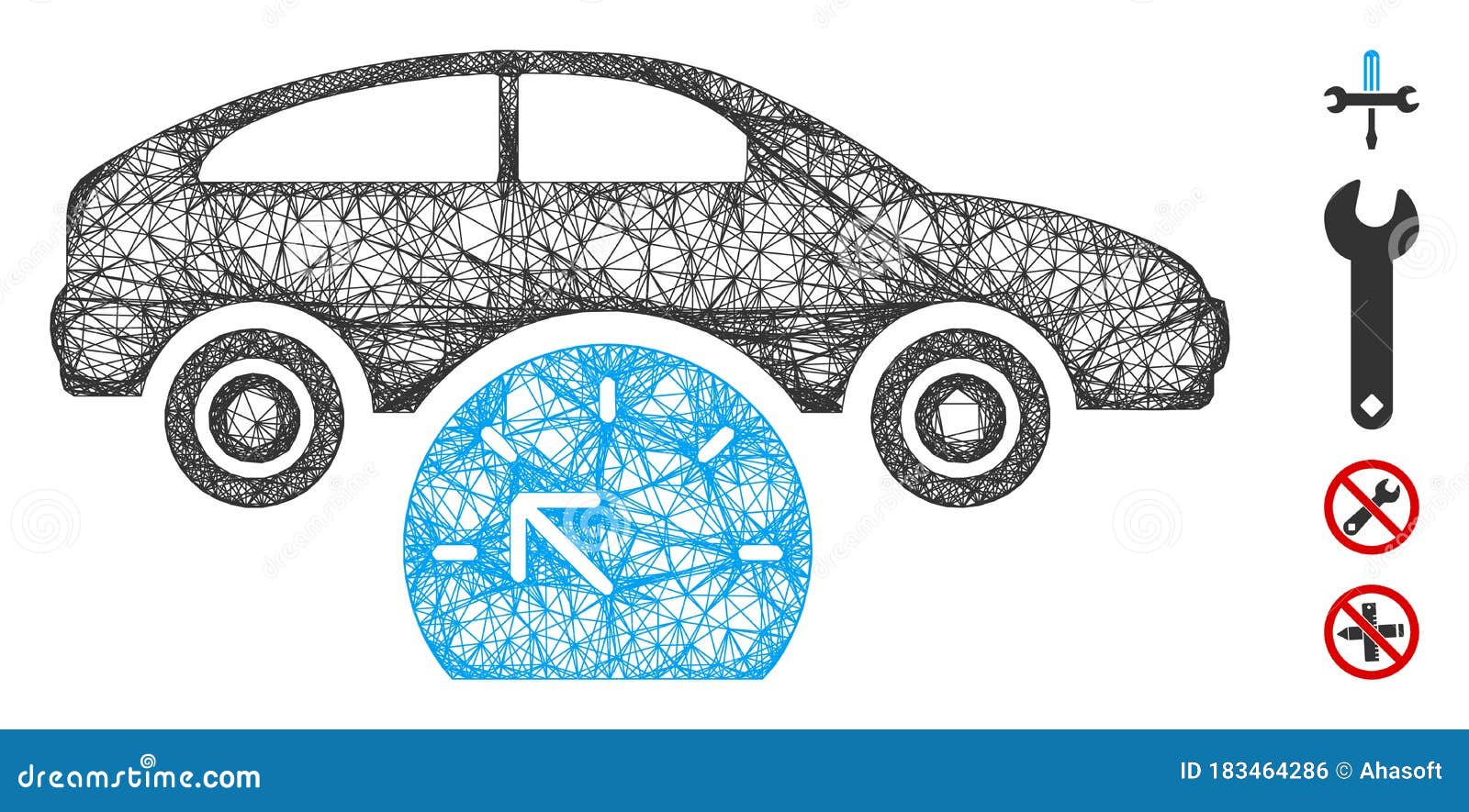 Car Testing Web Vector Mesh Illustration Stock Illustration ...