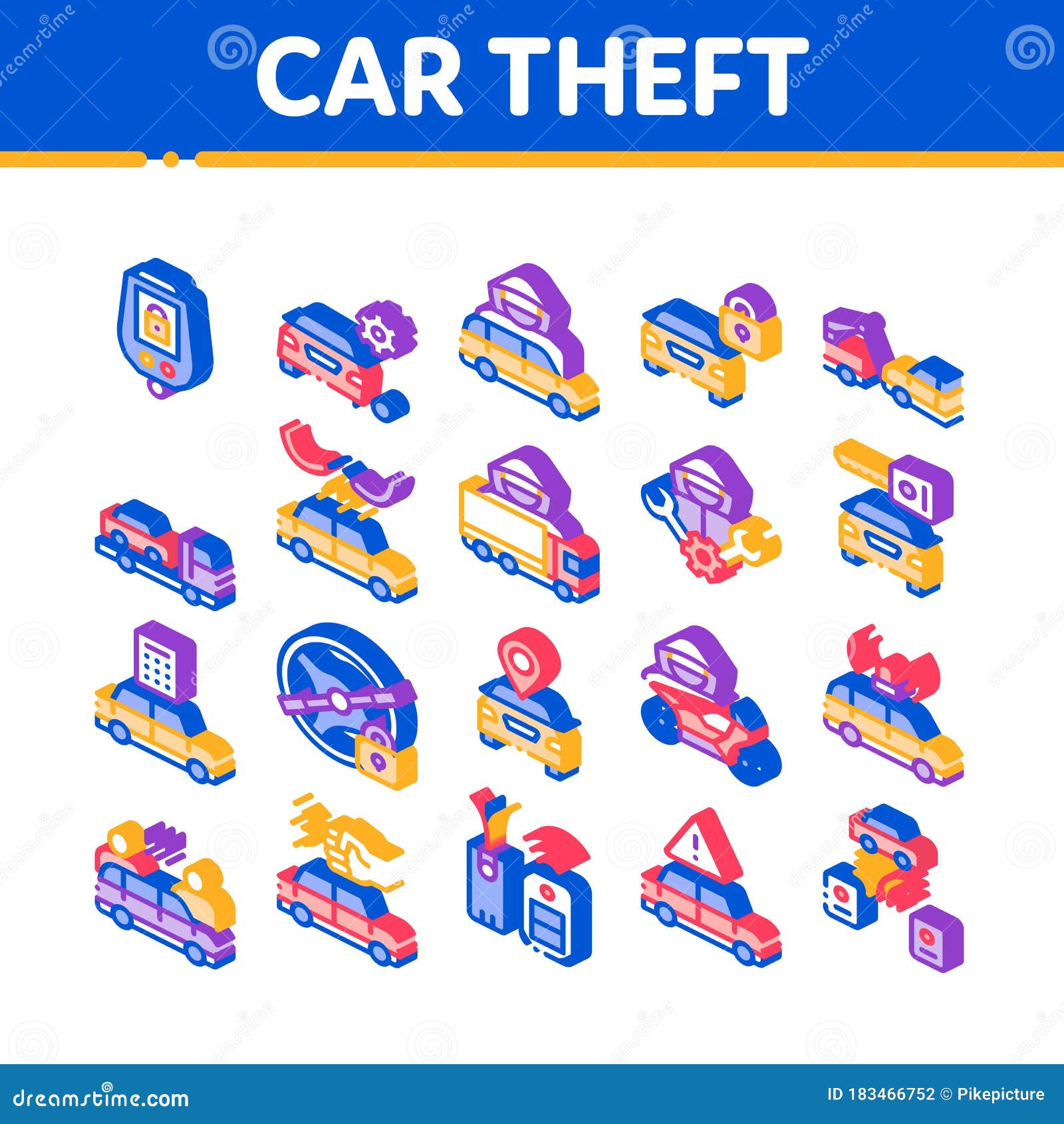 Car Theft Isometric Elements Icons Set Vector Stock Vector ... Car Theft Isometric Elements Icons Set Vector Stock Vector ...