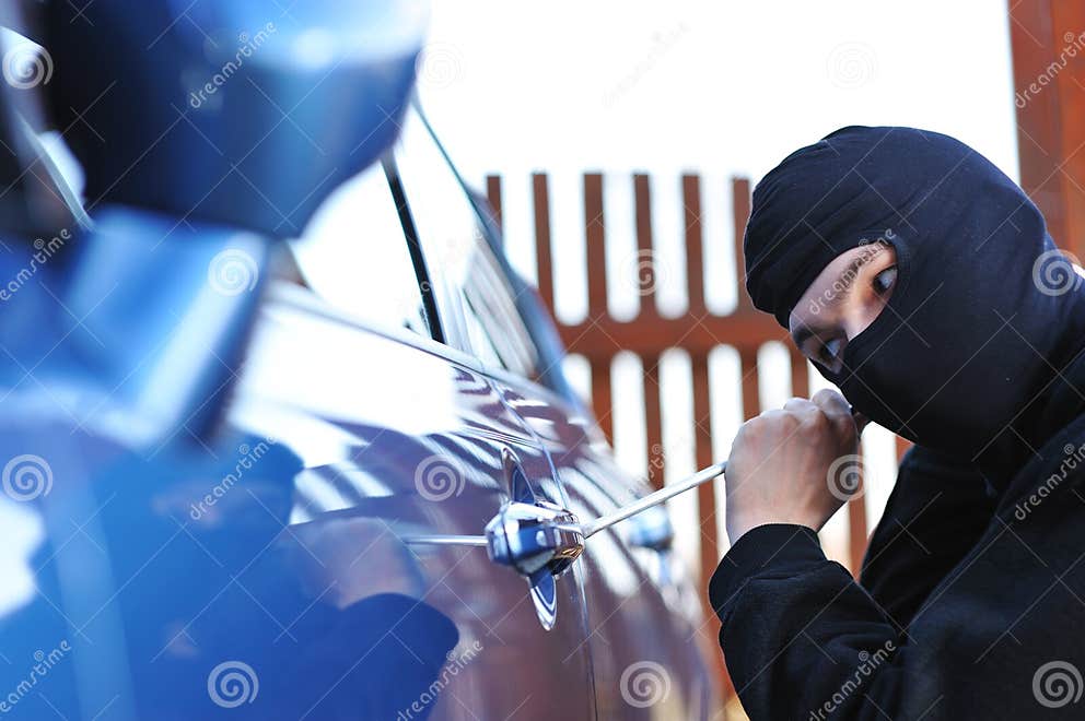 Car thief stock image. Image of people, breaking, mask - 9890693