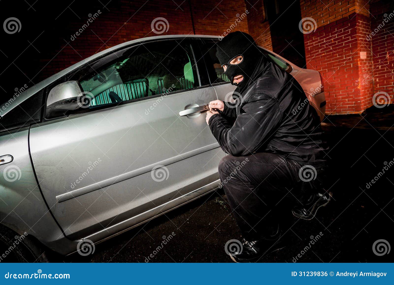 Car thief in a mask. stock photo. Image of insurance - 31239836