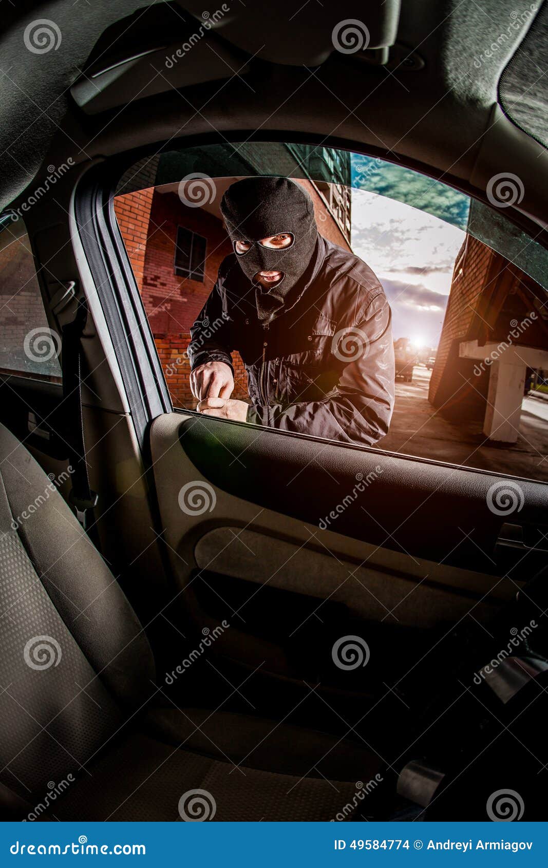 Car thief in a mask. stock photo. Image of negativity - 49584774