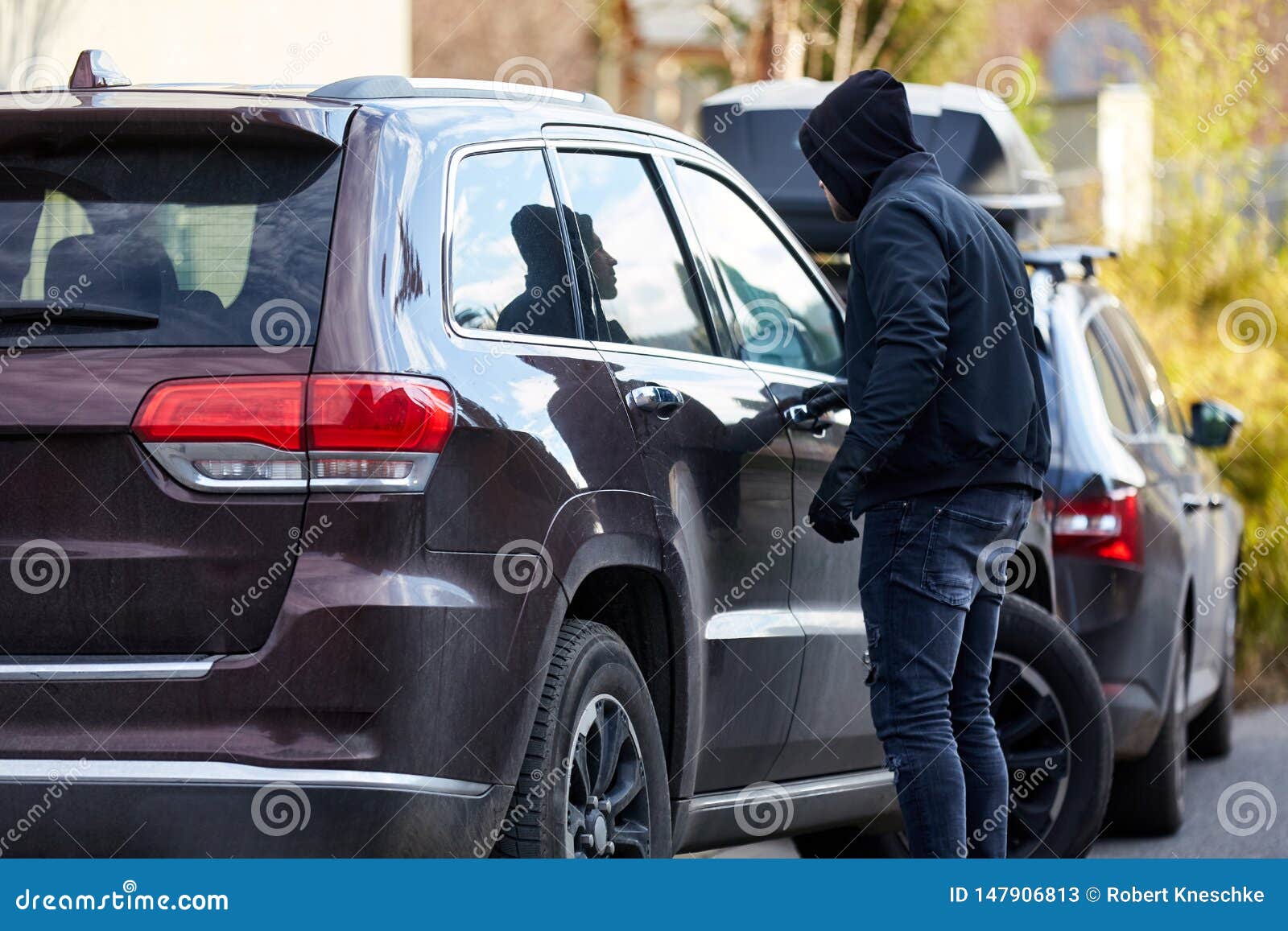 Car Thief on Car at Car Theft Stock Image - Image of anonymous, thief ...