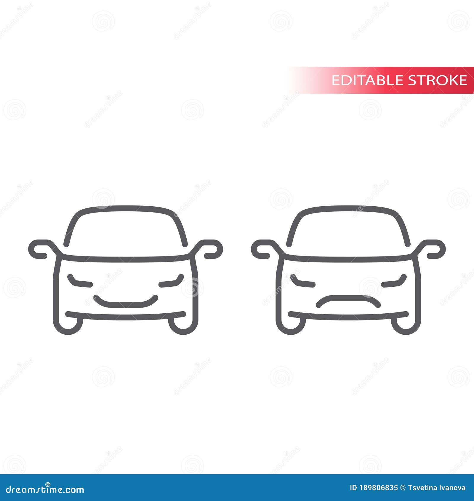Car Thin Line Vector Icon. Happy and Sad, Smiley Car Stock Vector ...