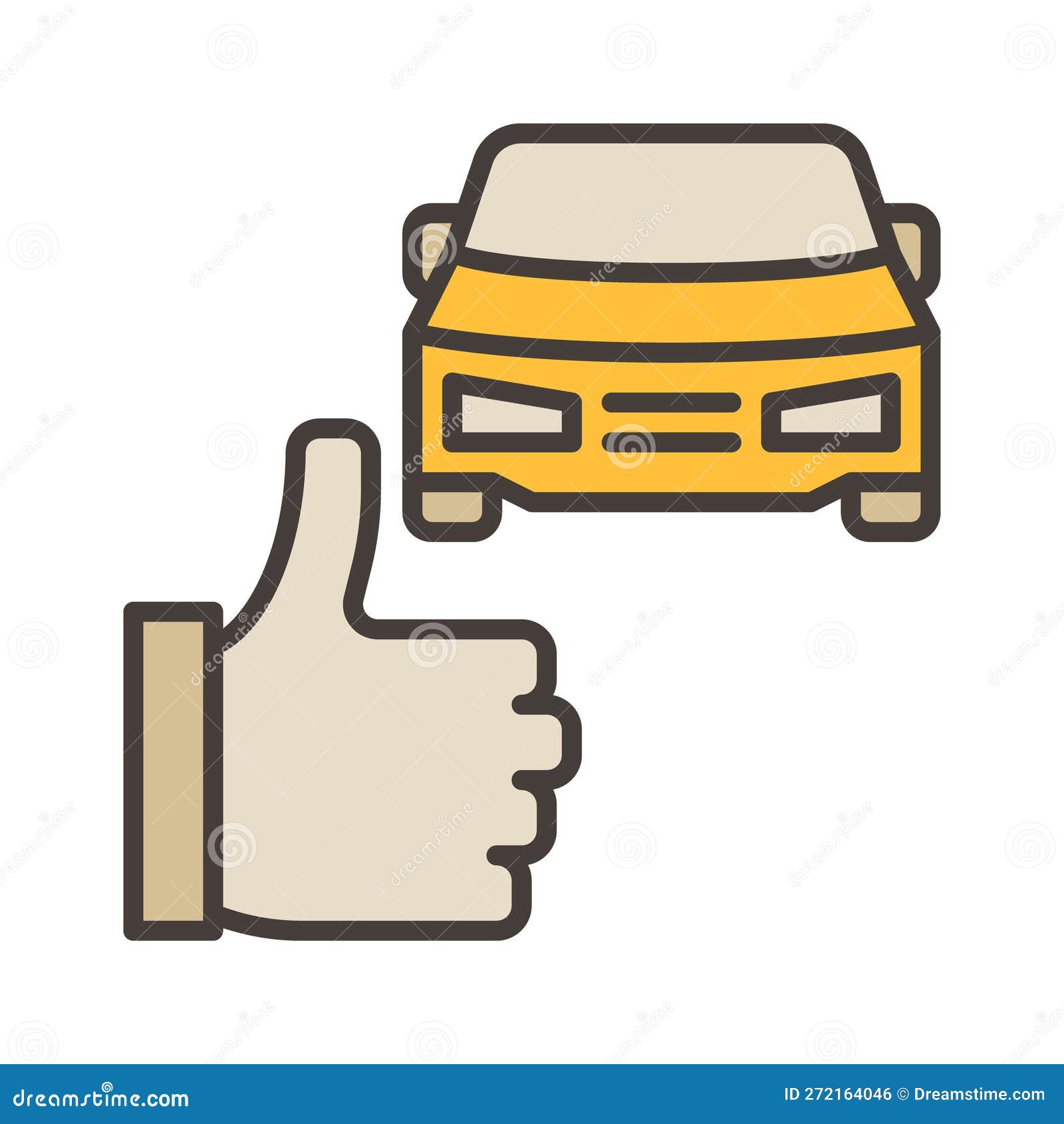 Car and Thumbs Up Vector Carsharing Concept Colored Icon Stock Vector ...