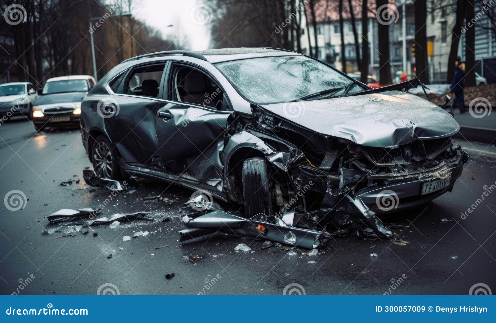 Car Tipped Over on Its Side in the Street Stock Illustration ...