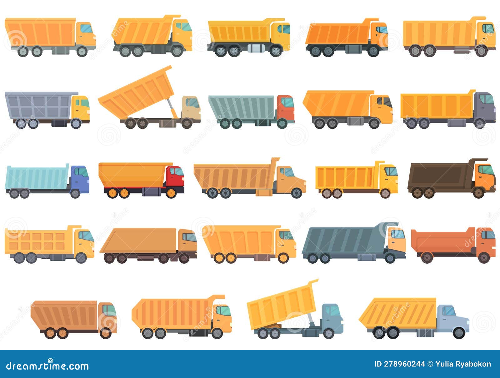 Car Tipper Icons Set Cartoon Vector. Car Truck Stock Vector ...
