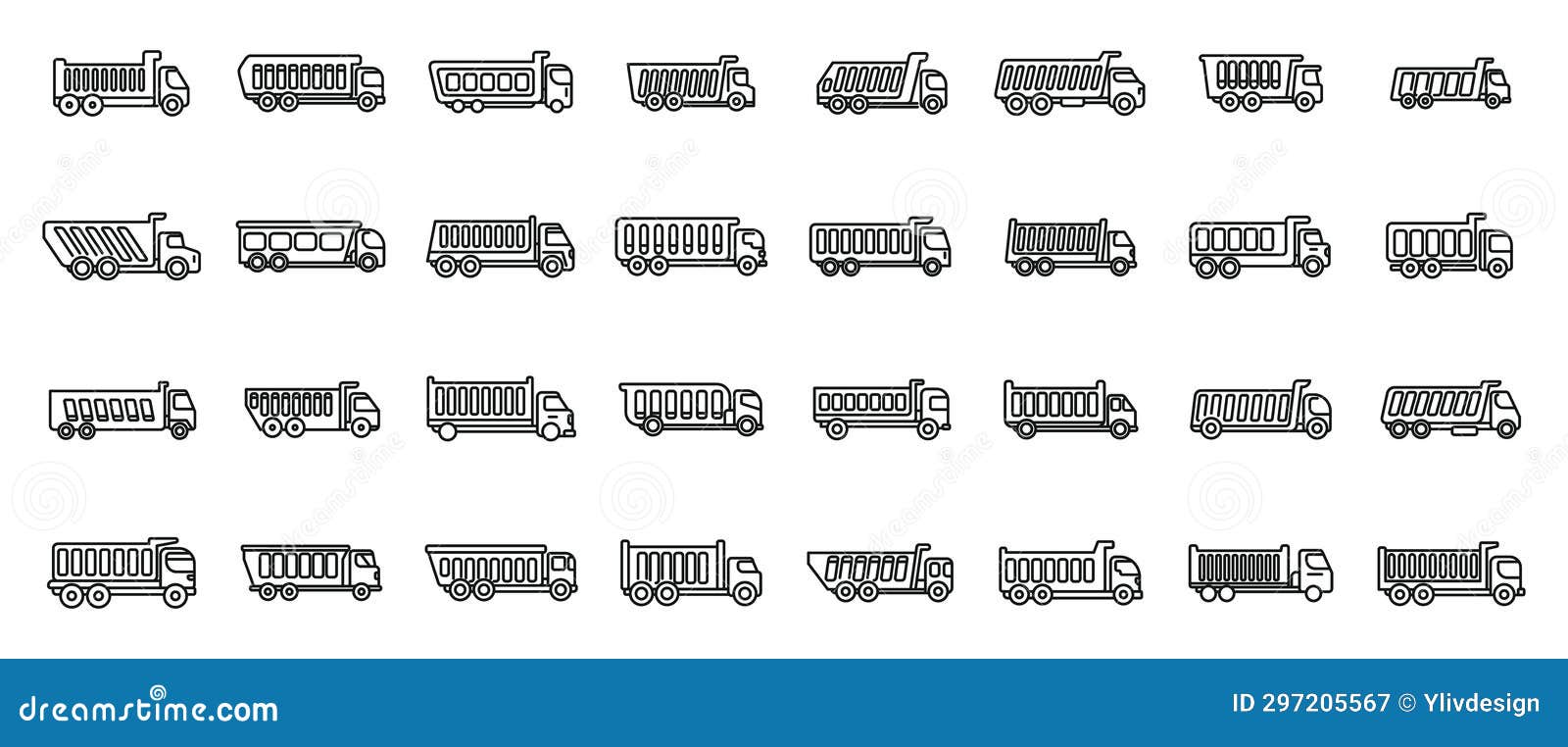 Car Tipper Icons Set Outline Vector. Truck Car Stock Vector ...