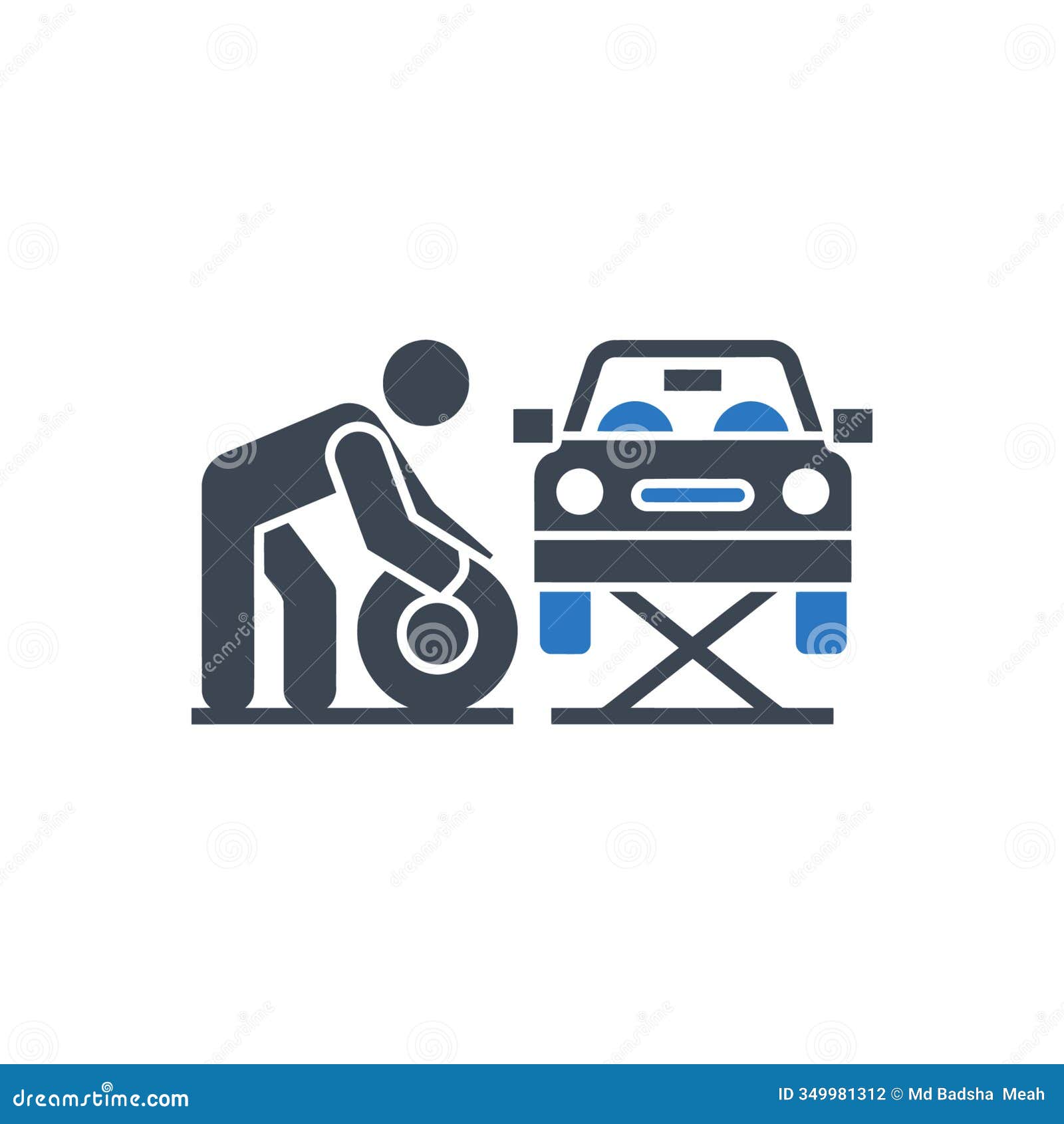 Car Tire Change Icon stock illustration. Illustration of lifting ...