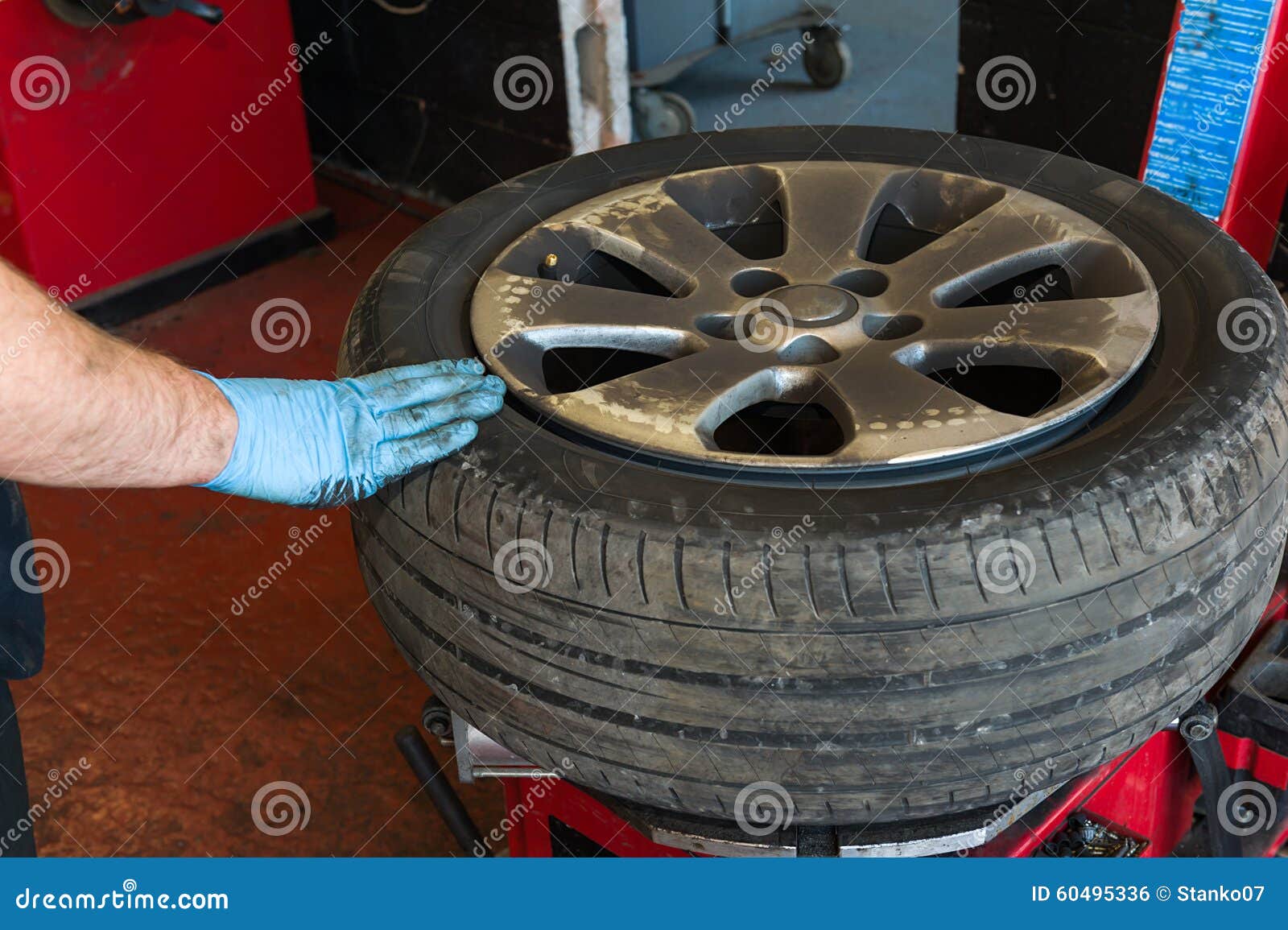 Car tire changing stock photo. Image of close, balancing - 60495336