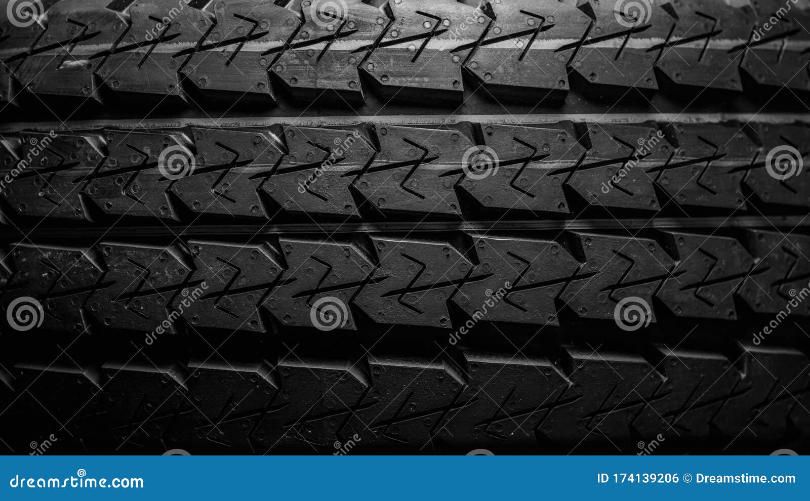 Car Tire, Close-up Tread, Top View, Monochrome Image Stock Photo ...
