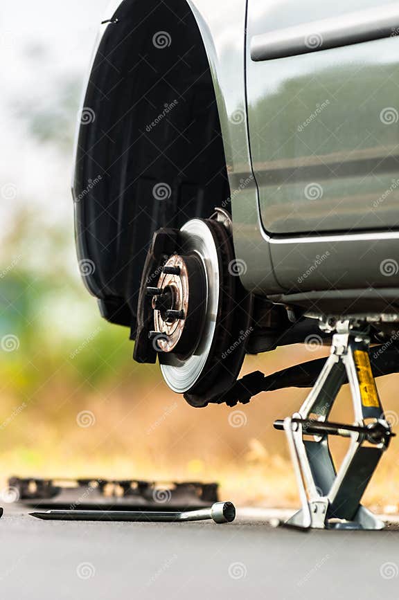 Car without tire closeup stock photo. Image of industrial - 24657378