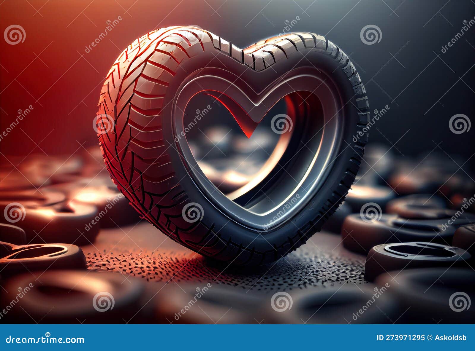 Car Tire in Heart Shape on Defocused Traffic Background. Generative Ai ...