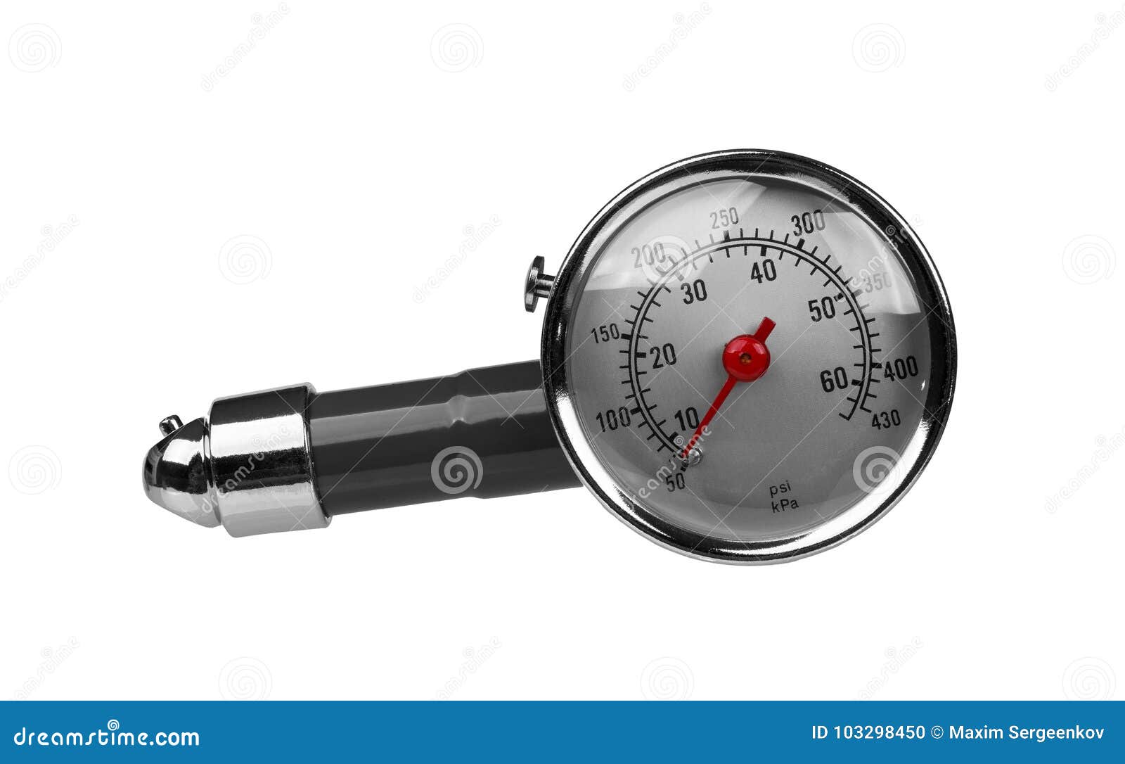 A Tire Manometer With Spiral Pressure Hose And Valve Stock Photo ...