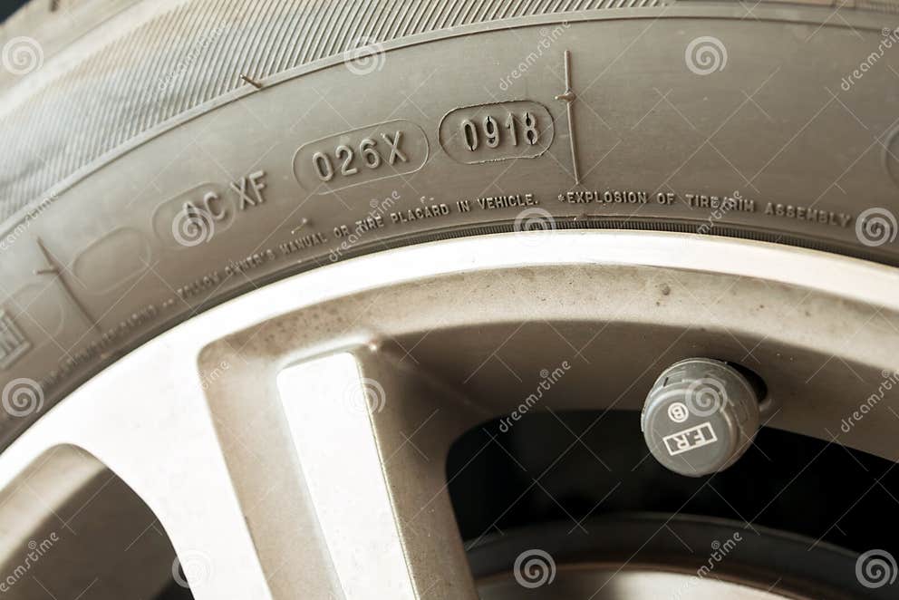Car Tire Manufacturing Date Four Digit Dot Code Stock Image - Image of ...