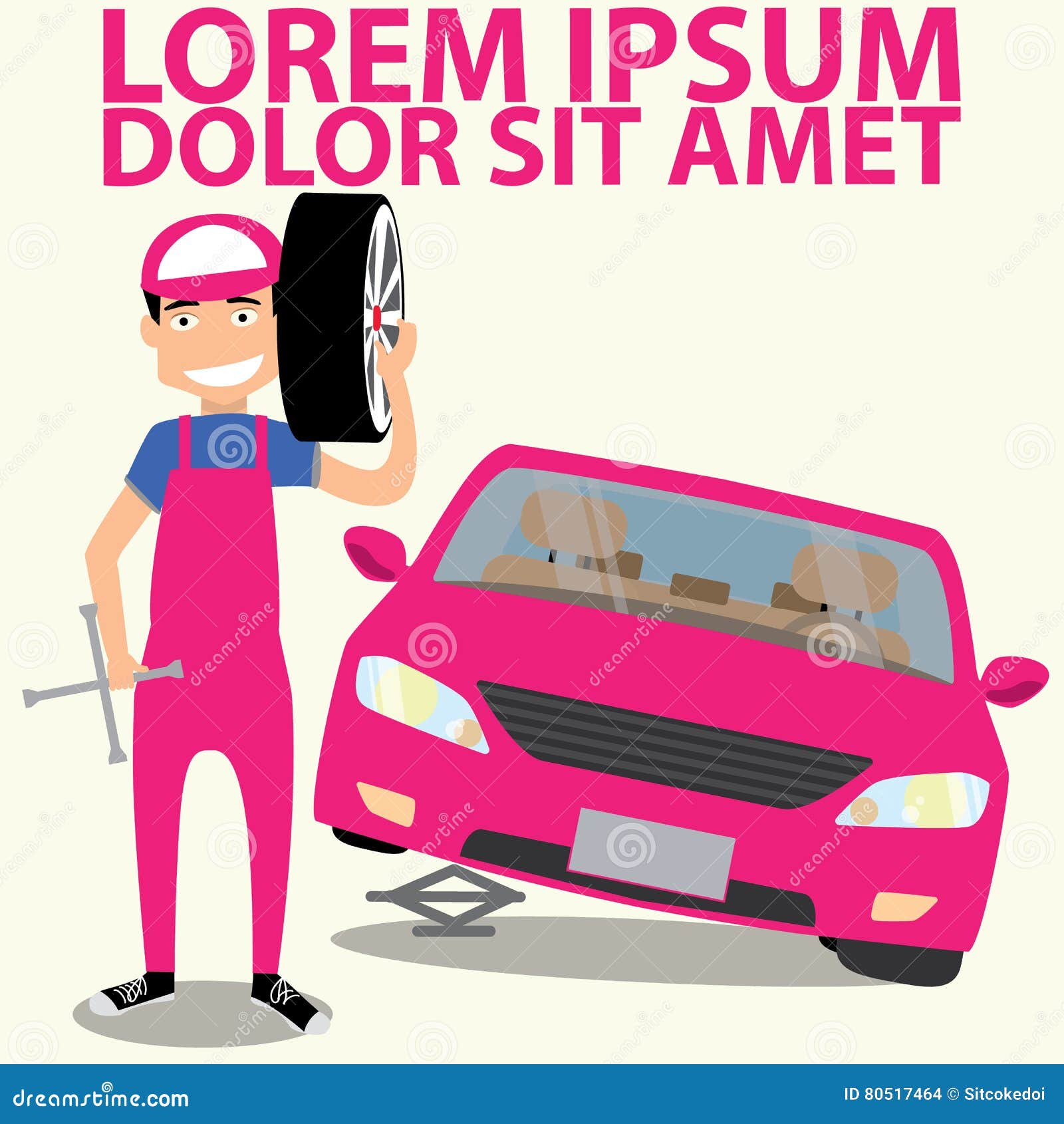 Car tire repair services stock vector. Illustration of occupation ...