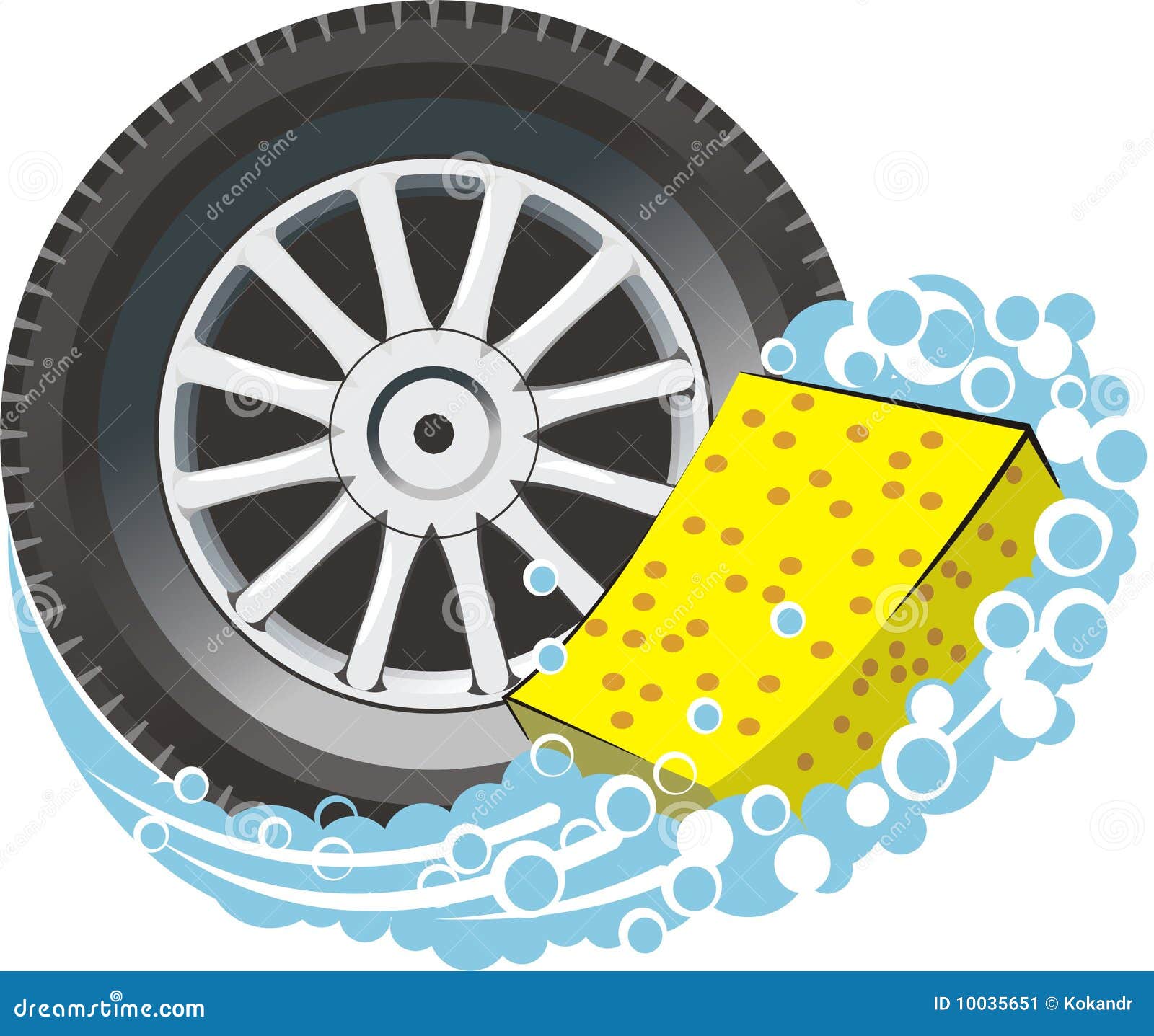 Car tire with sponge stock vector. Illustration of detail - 10035651