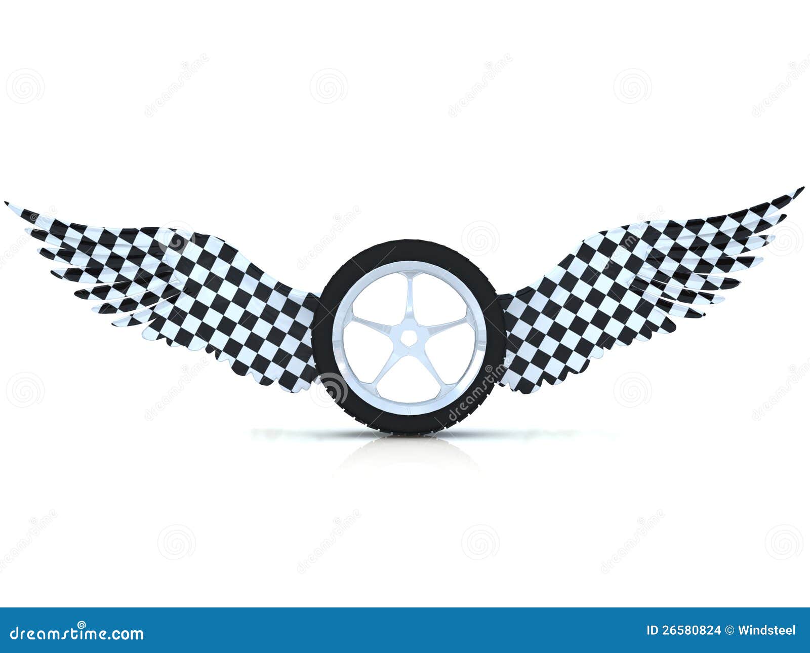 Car tire wheel with wings. stock illustration. Illustration of service ...
