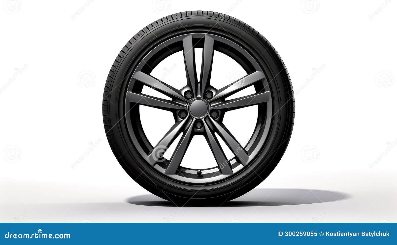Car Tire on White Background with Shadow from the Front Wheel ...