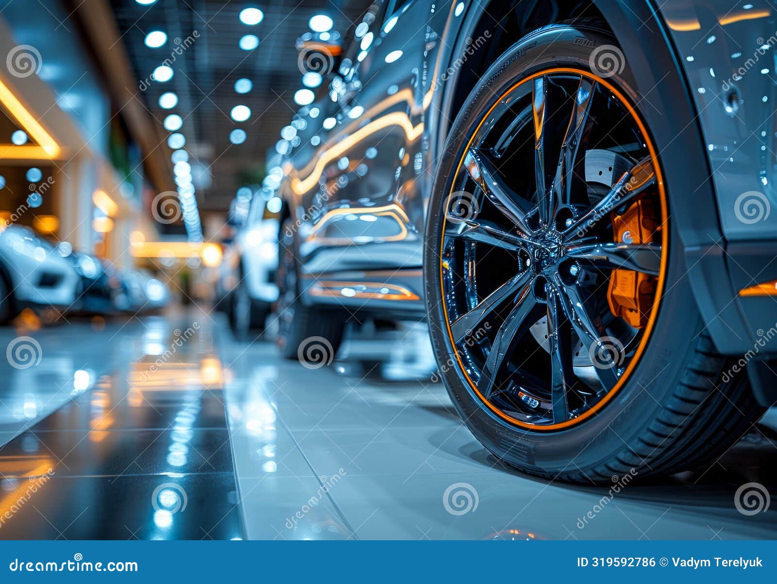 Car Tires and Alloy Wheels in Row in Car Service Stock Photo - Image of ...