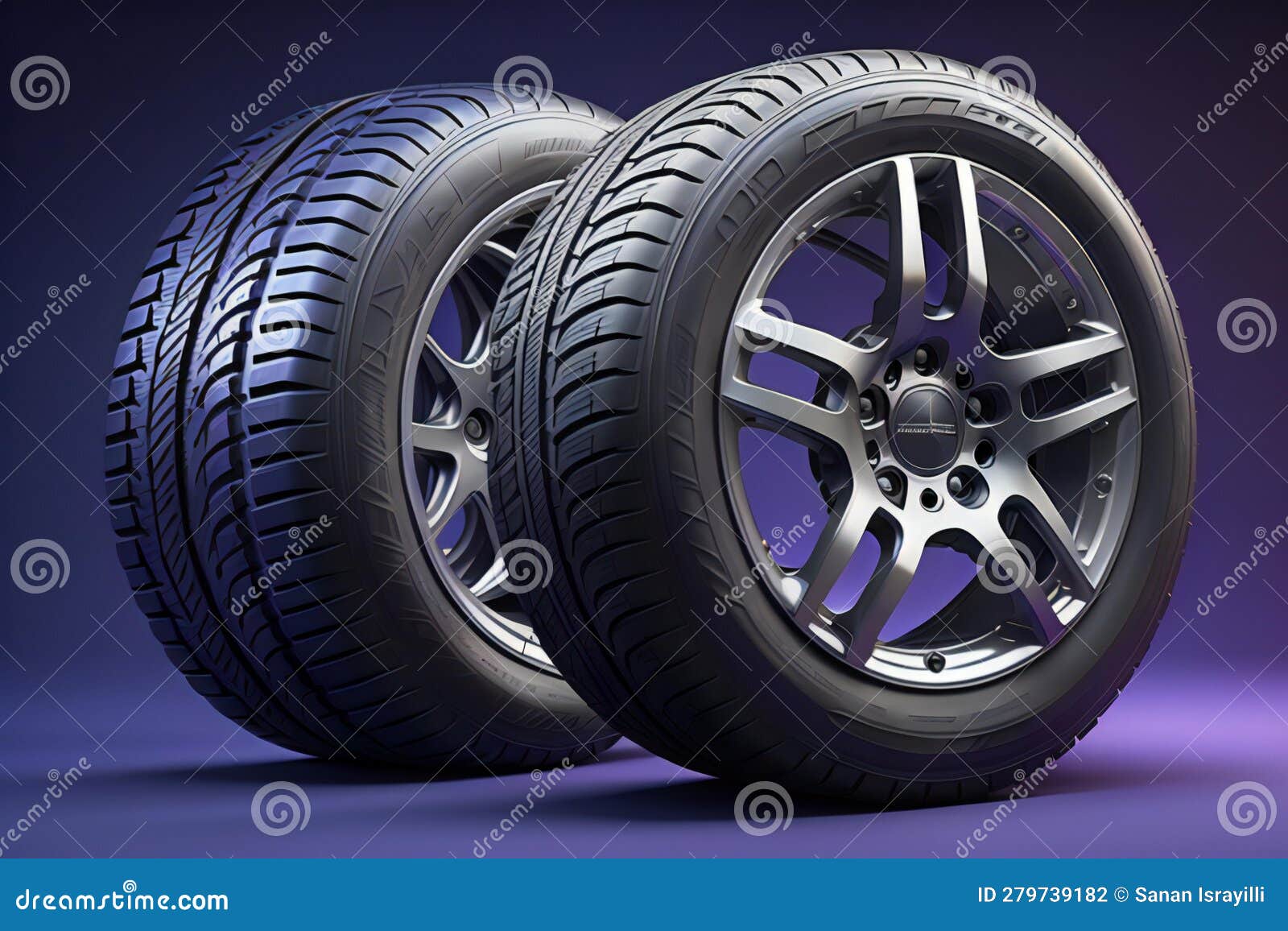 Car Tires on a Blue Background. Ai Generated Stock Illustration ...