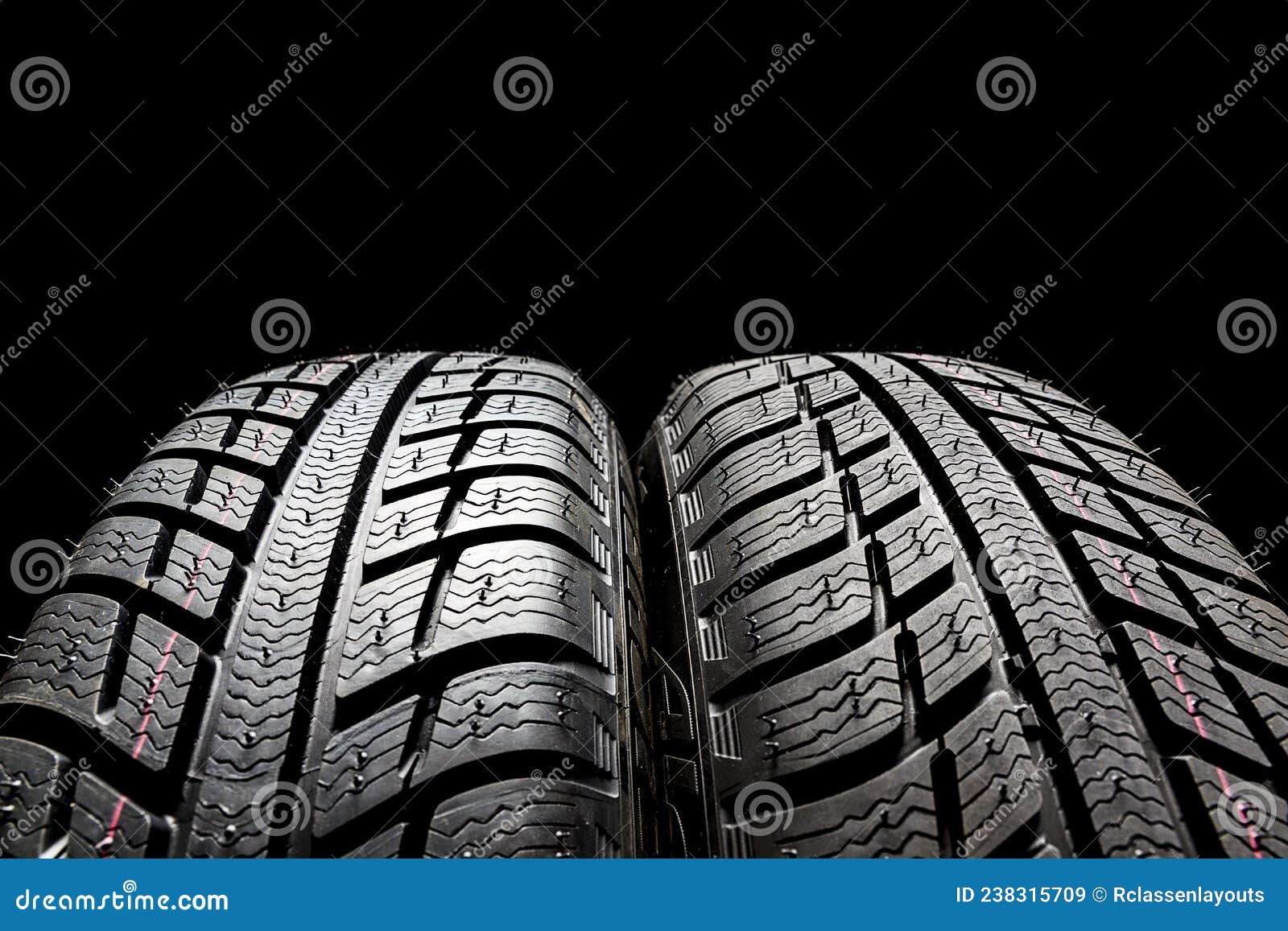 Car Tires Close-up Winter Wheels Profile Structure on Black Background ...