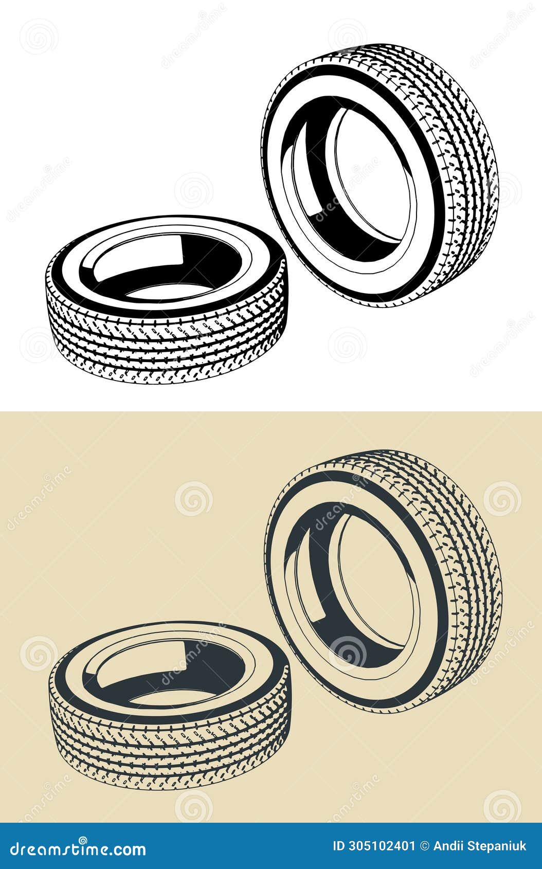 Car tires illustrations stock vector. Illustration of auto - 305102401