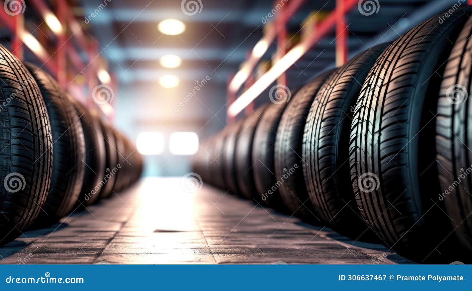 Car Tires, New Tire is Placed on the Tire Storage Rack on Warehouse ...