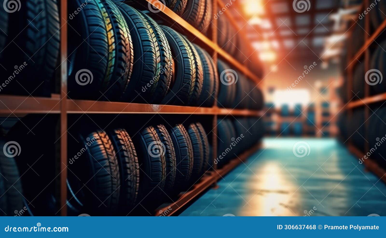 Car Tires, New Tire is Placed on the Tire Storage Rack on Warehouse ...