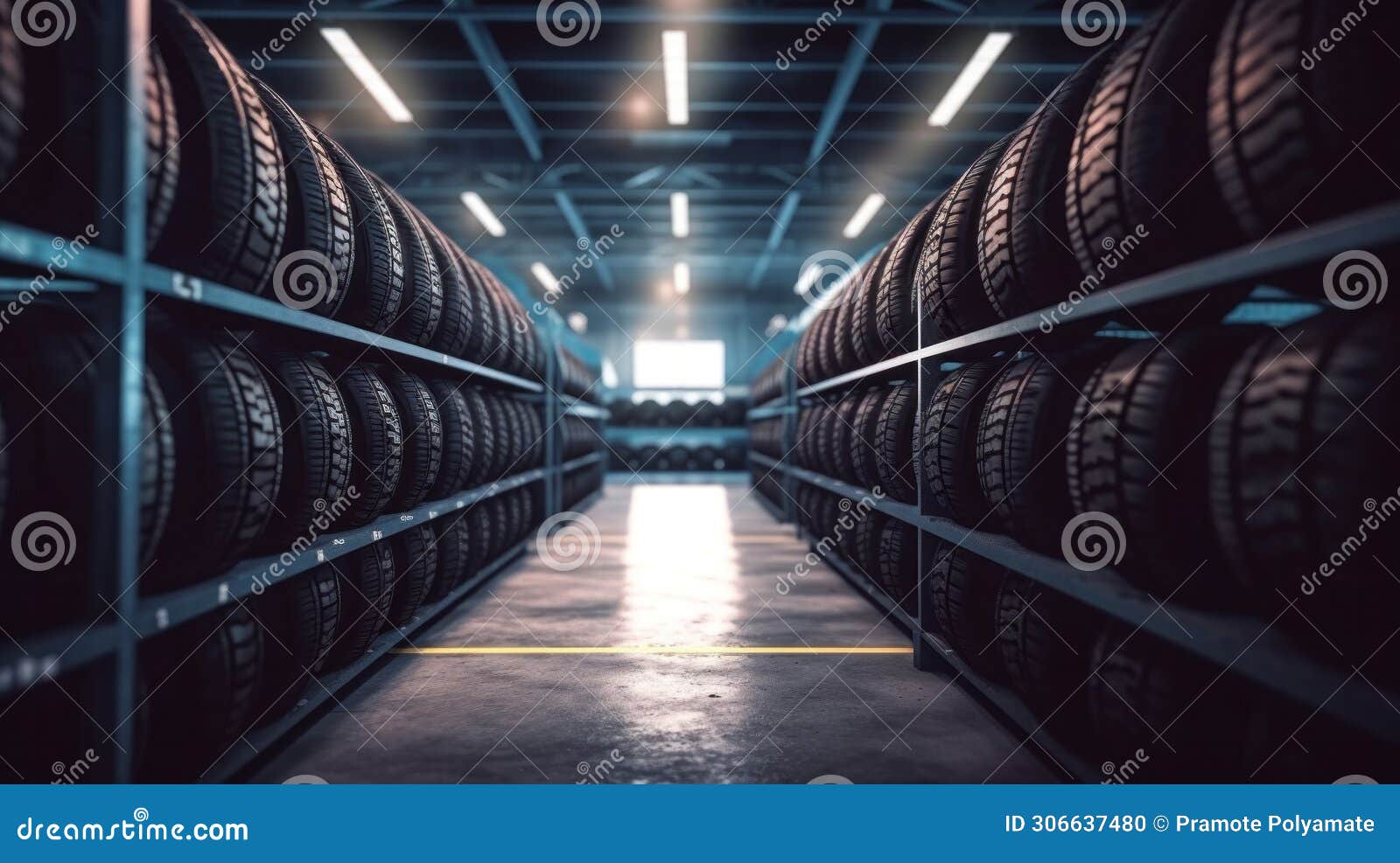 Car Tires, New Tire is Placed on the Tire Storage Rack on Warehouse ...