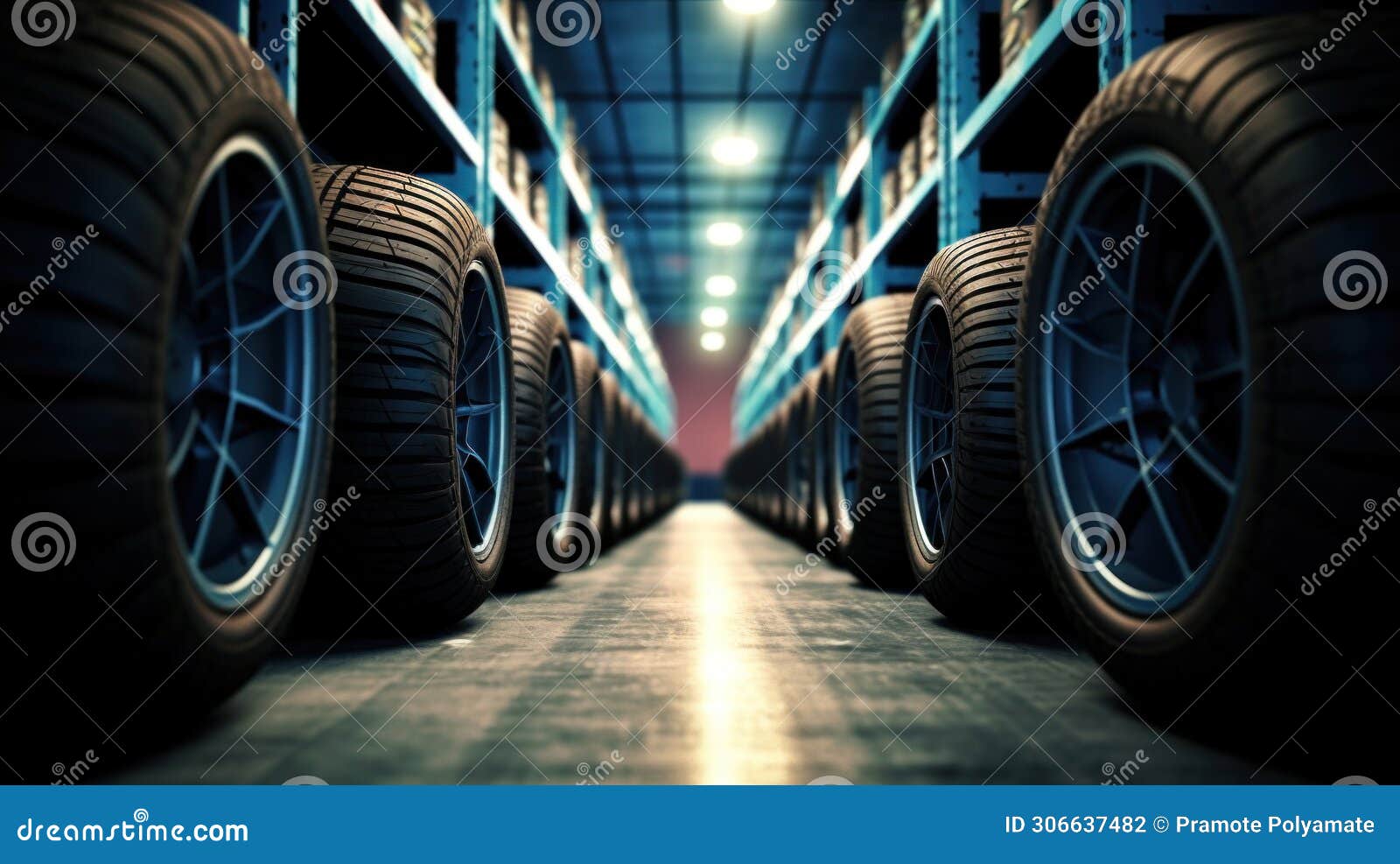 Car Tires, New Tire is Placed on the Tire Storage Rack on Warehouse ...