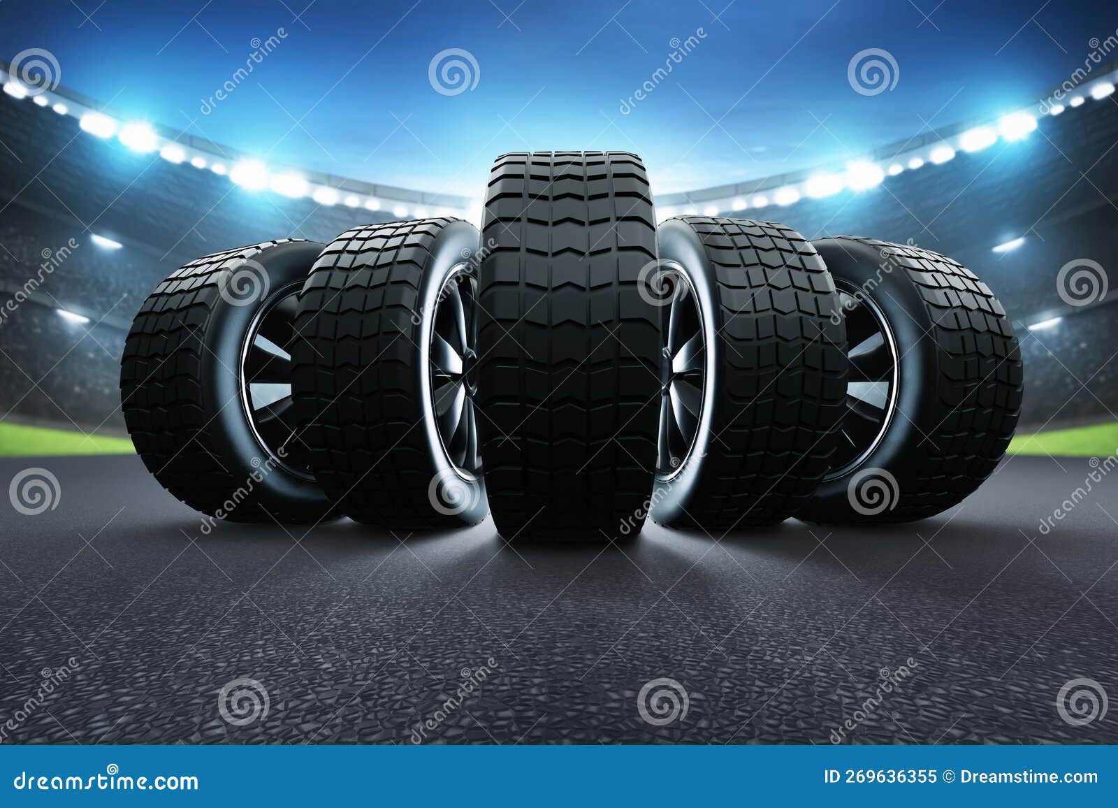 Car Tires on Race Track 3d Illustrations Stock Illustration ...
