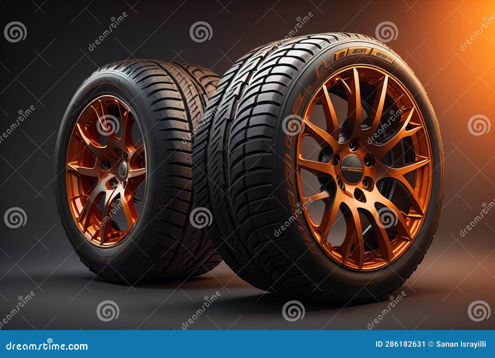 Car Tires on a Solid Color Background. Ai Generative Stock Illustration ...