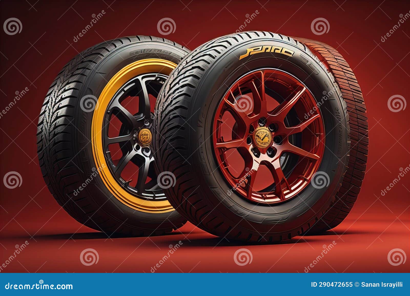 Car Tires on a Solid Color Background. Ai Generative Stock Image ...