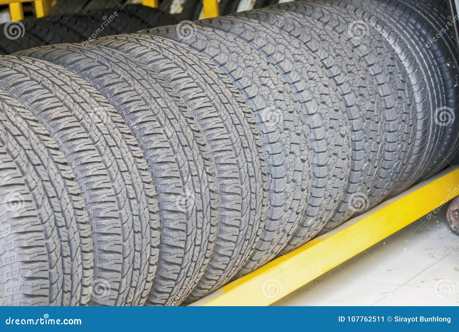 Car Tires at Warehouse in Tire Store Stock Image - Image of detail ...