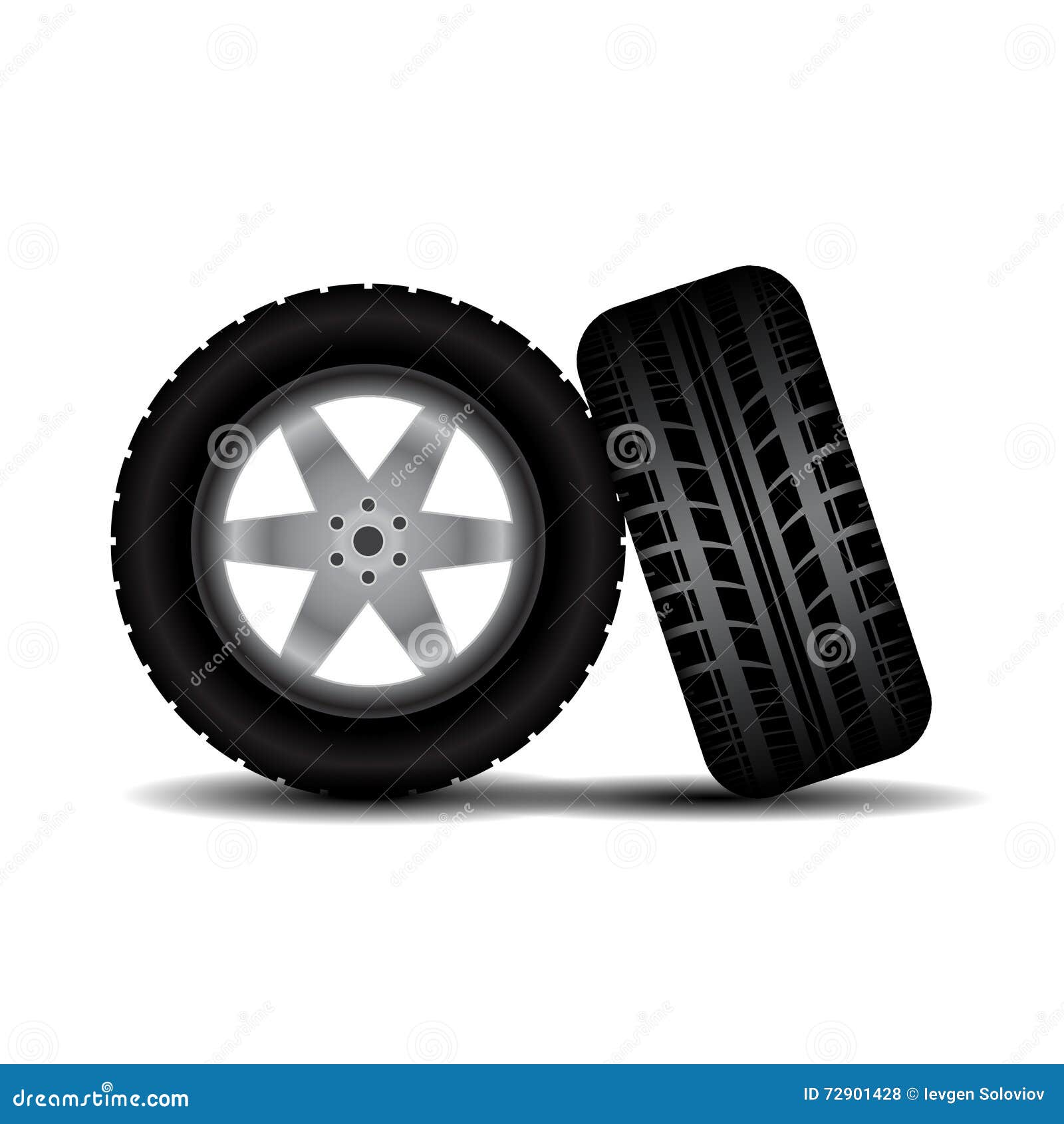 Car Tires with Wheels and Shadow Stock Vector - Illustration of road ...
